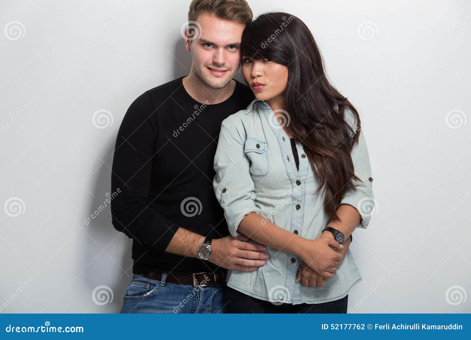 Young Happy Multicultural Couple Stock Photo - Image of backhug, friend ...