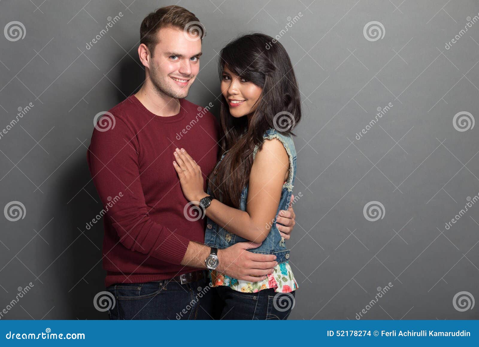 Young Happy Multicultural Couple Stock Photo - Image of asian ...