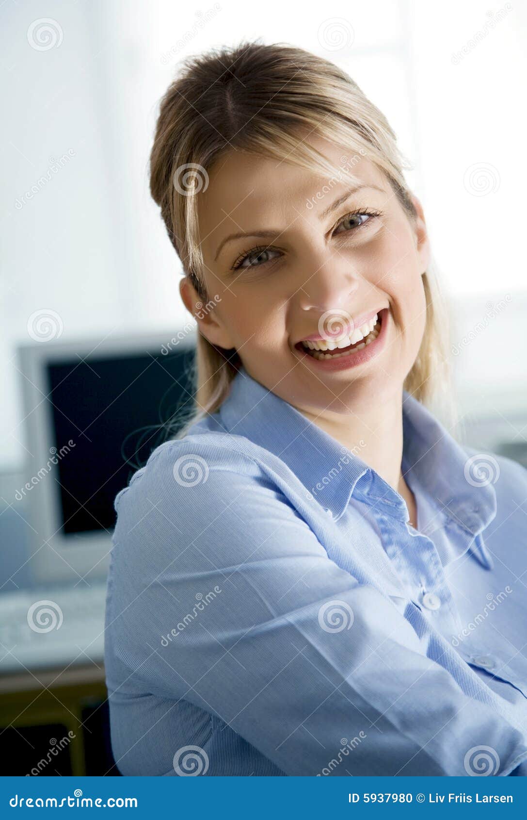 Young happy office worker stock photo. Image of female - 5937980