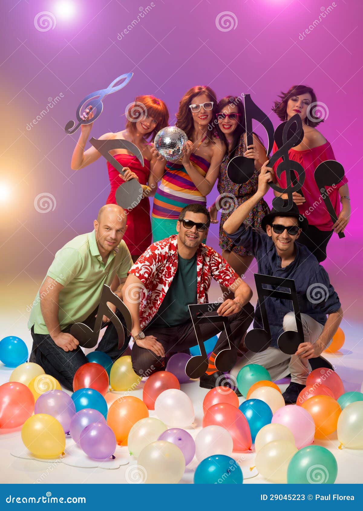 Young Happy People with Musical Notes Stock Image - Image of balloons ...