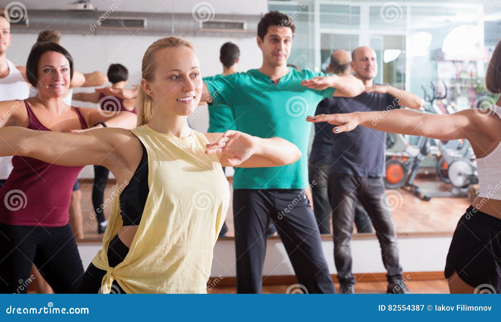 Young Happy People Studying Zumba Elements Stock Image - Image of dance ...