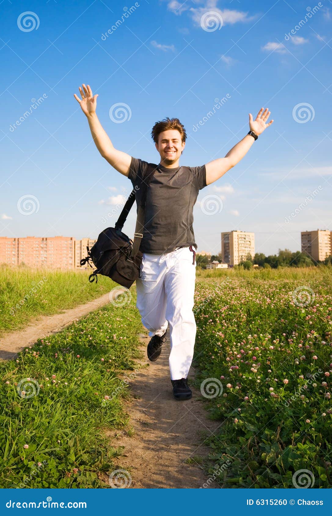 Young happy running man stock photo. Image of young, arms - 6315260