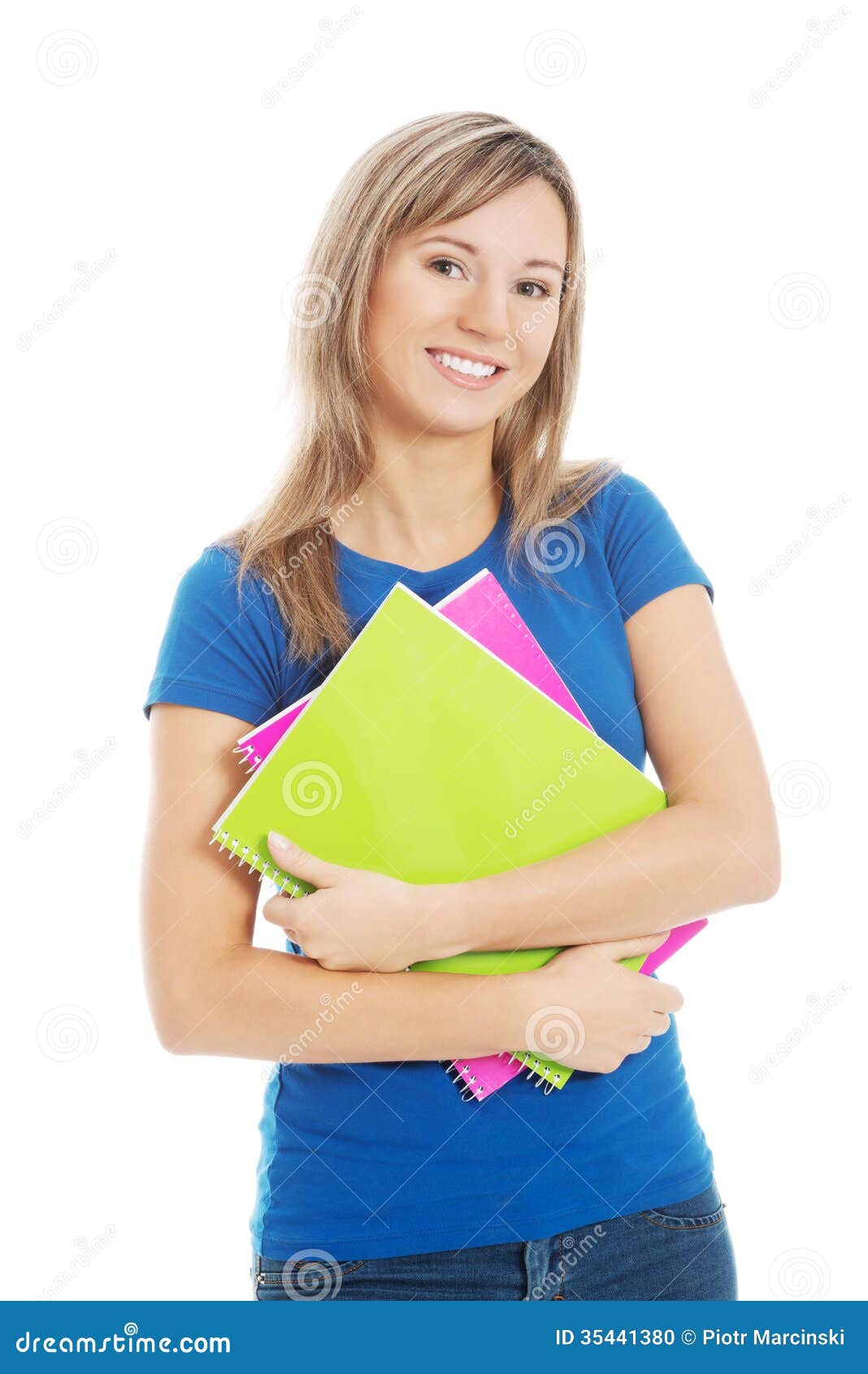 Young Happy and Satisfied Student Holding Workbook. Stock Photo - Image ...