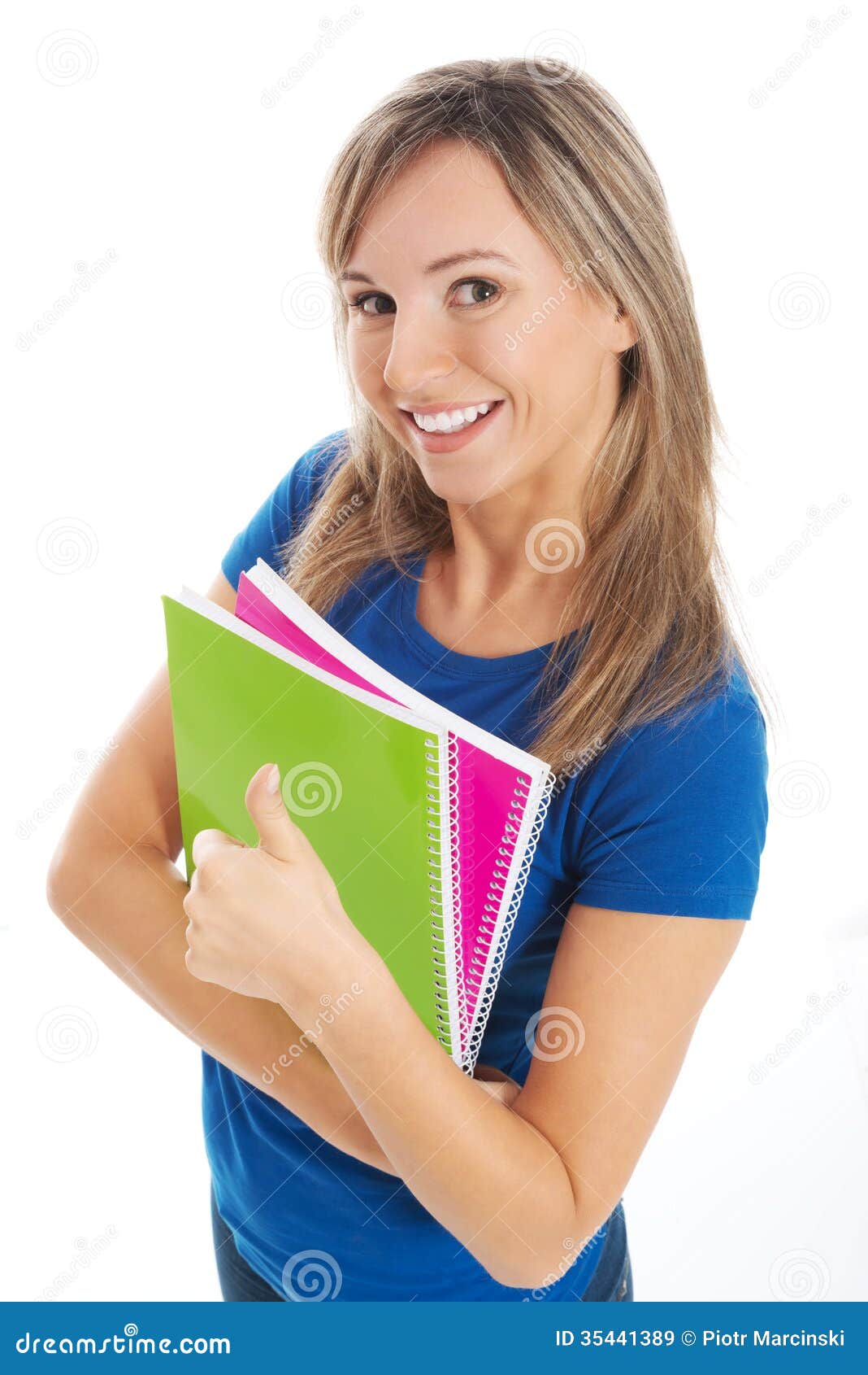 Young Happy and Satisfied Student Holding Workbook. Stock Image - Image ...