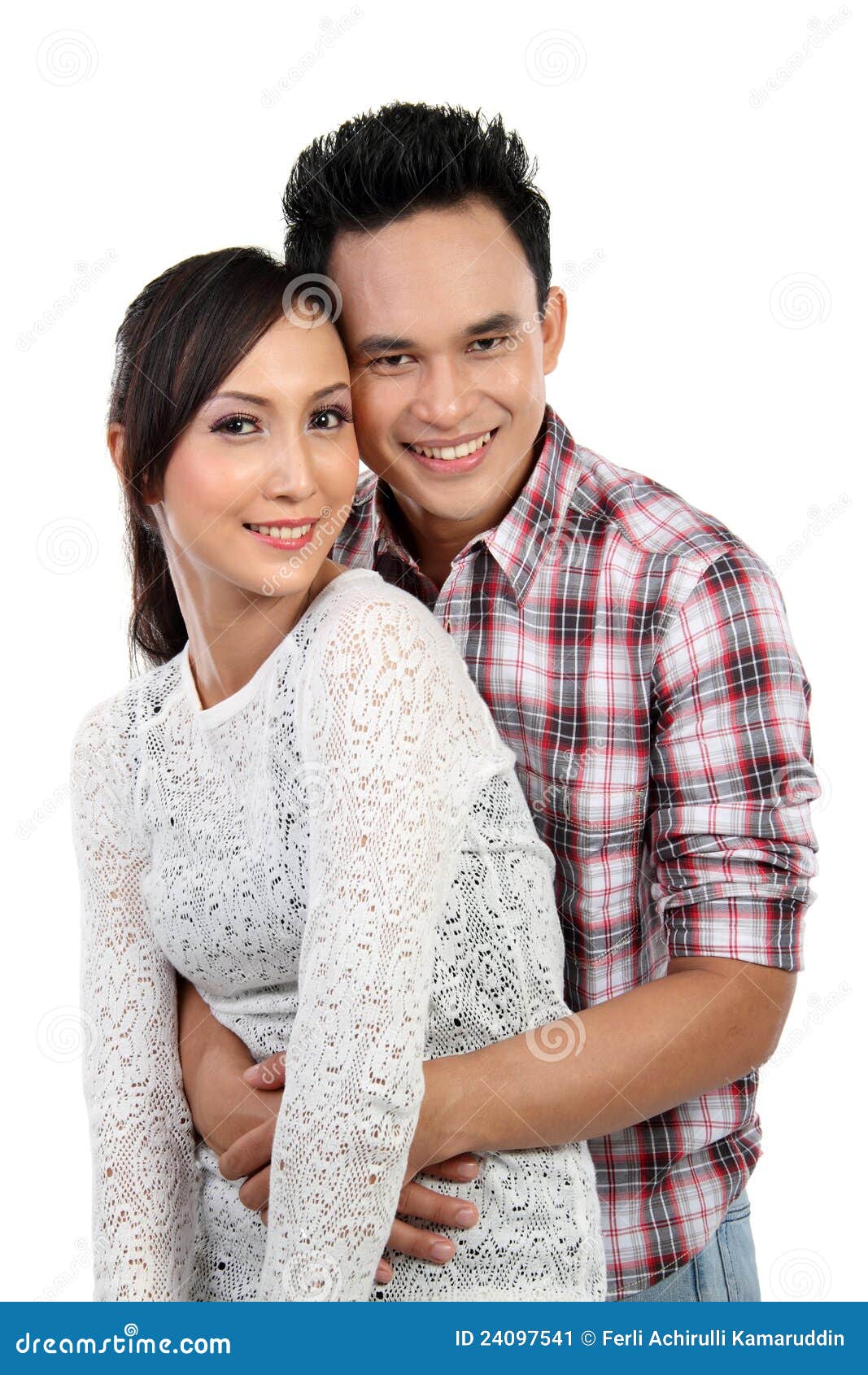 Young Happy Smiling Couple Isolated on White Stock Image - Image of ...