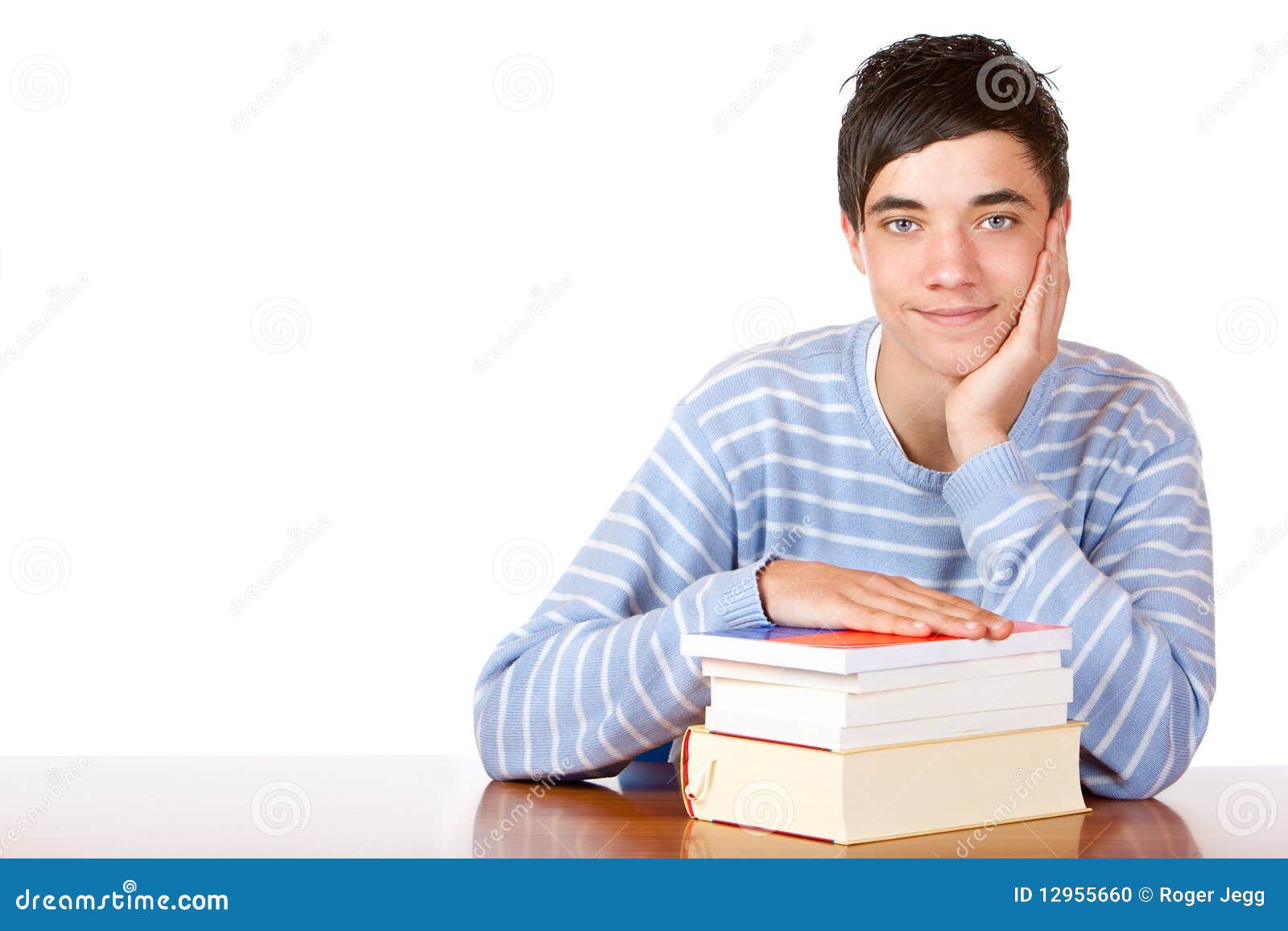 Young Happy Smiling Male Student with Study Books Stock Photo - Image ...