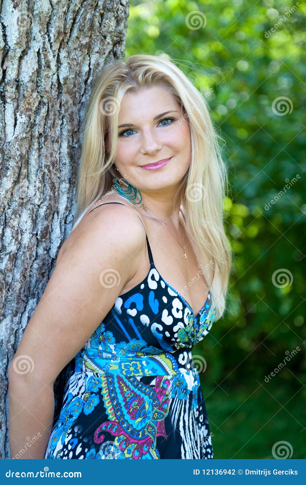 Young Happy Spring Woman in Green Park Stock Photo - Image of hair ...
