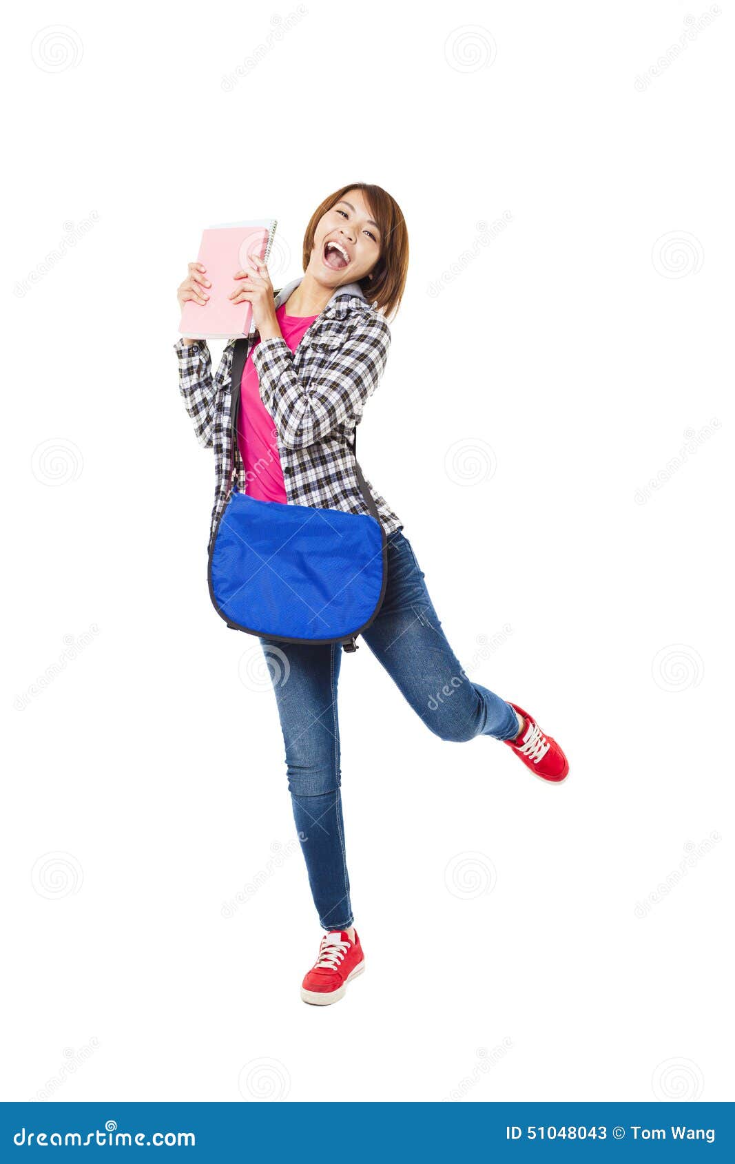 Young Happy Student with Books and Isolated on White Stock Image ...