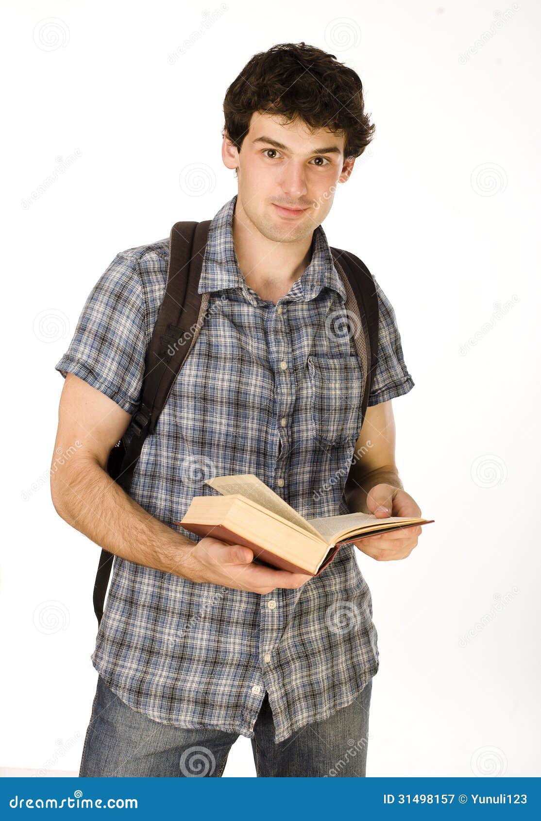 Young Happy Student Carrying Bag and Book Stock Image - Image of ...