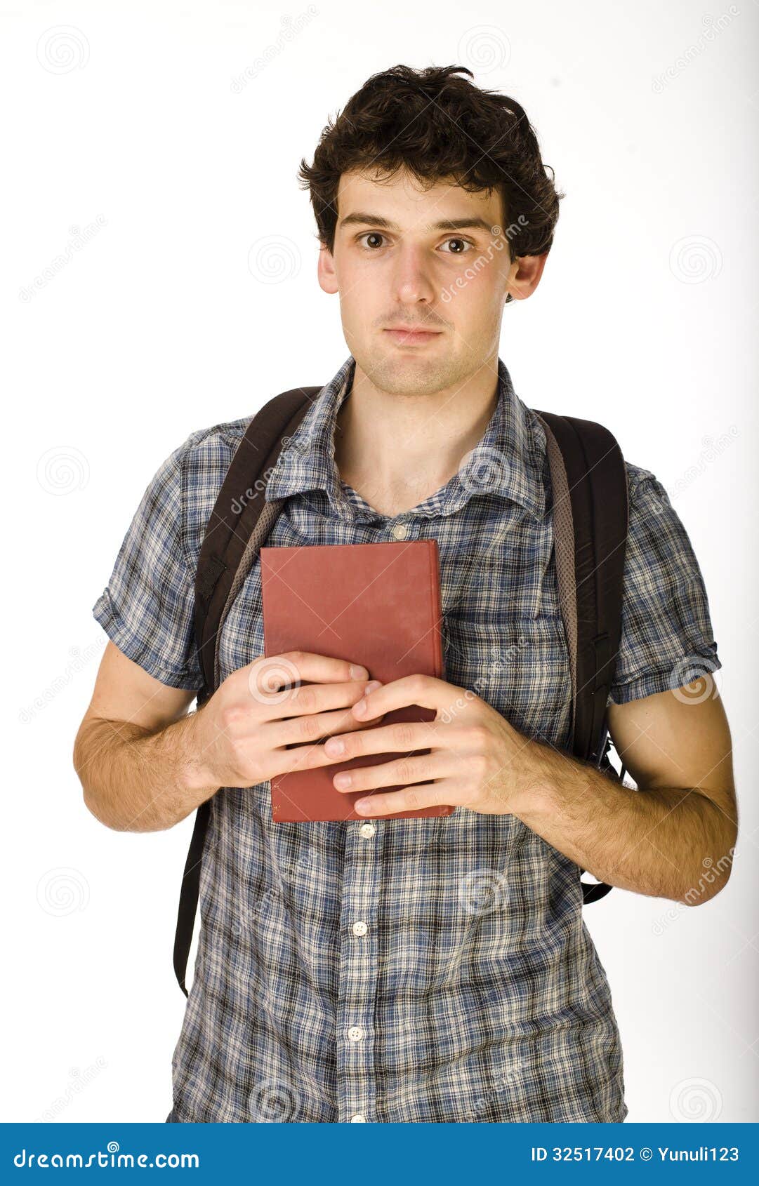 Young Happy Student Carrying Bag and Books Stock Photo - Image of blue ...