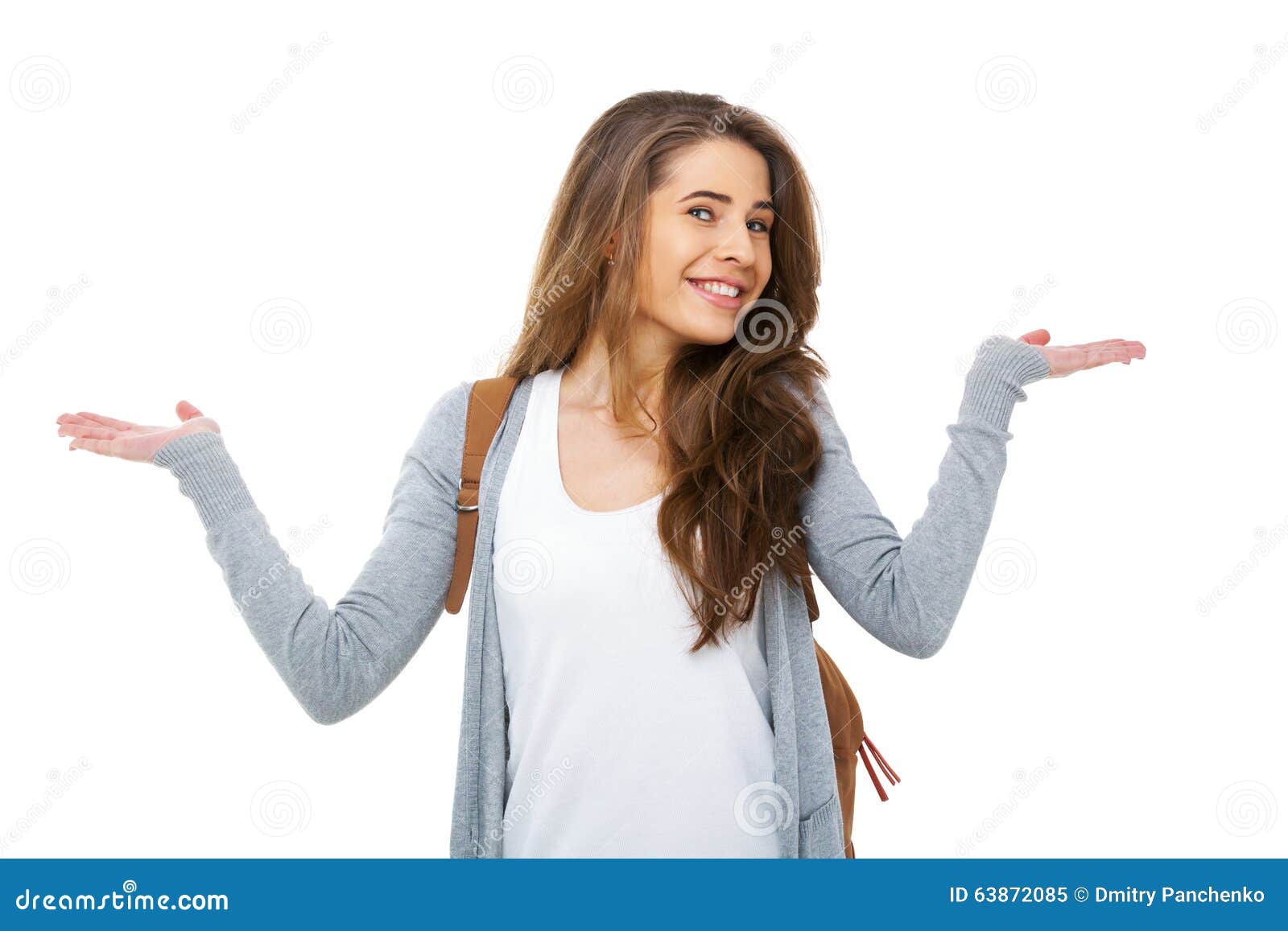 Young Happy Student Shrugging in Doubt - Isolated. Stock Image - Image ...