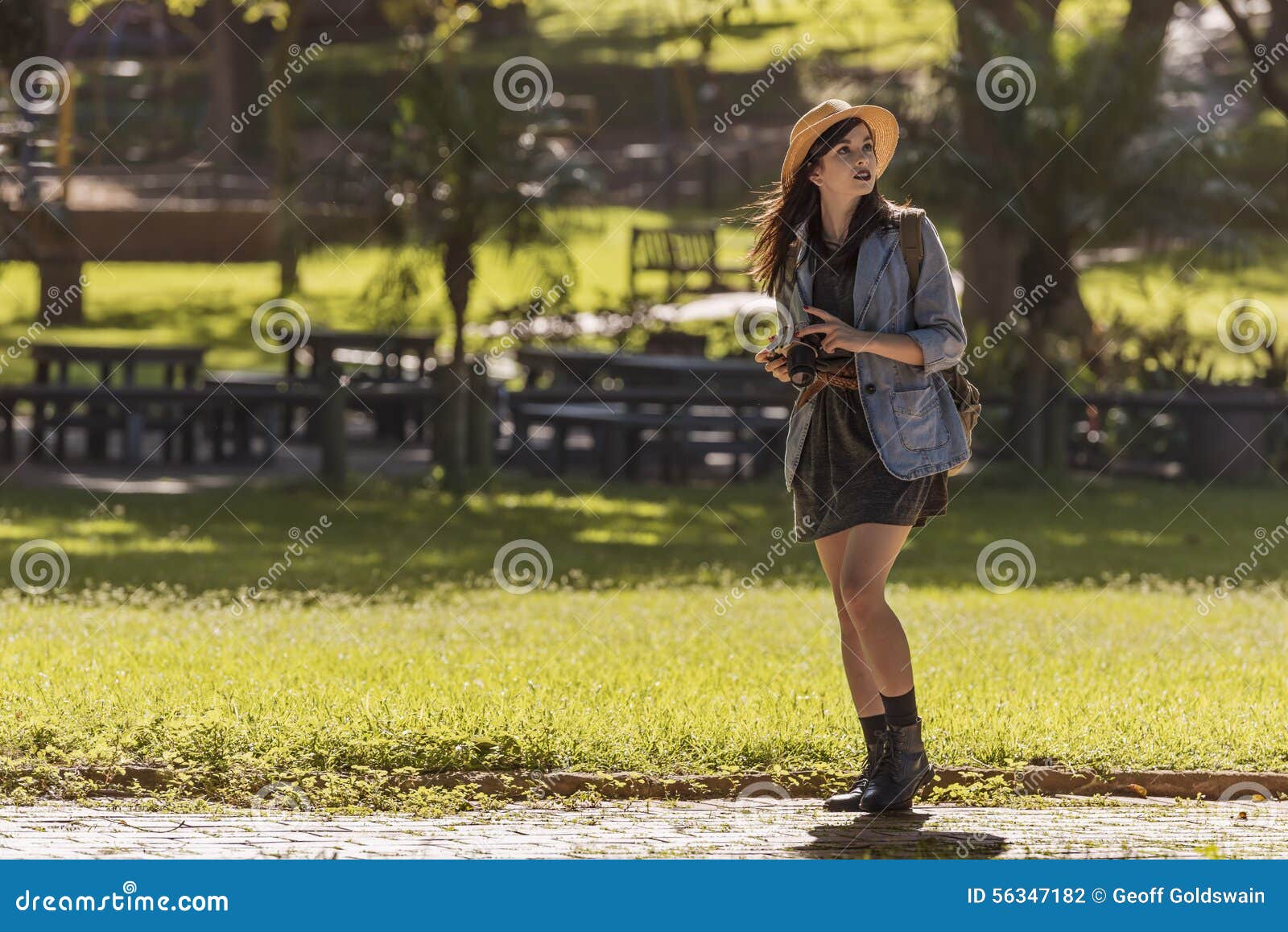 Young Happy Traveler Exploring Surrounds with Film Camera Stock Photo ...