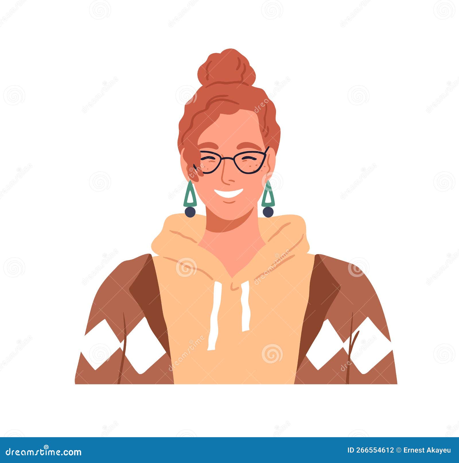 Young Happy Woman Face Portrait Laughing Girl In Glasses Pretty
