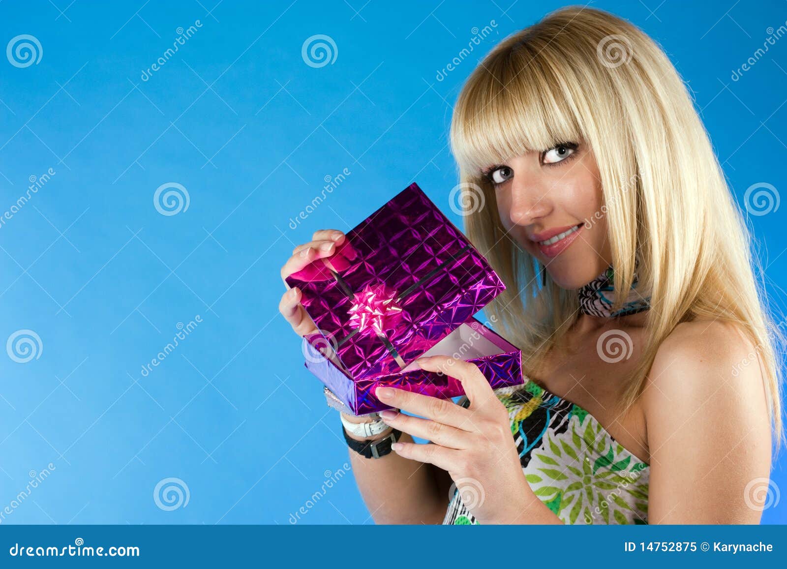 Young Happy Woman with a Gift Stock Image - Image of celebration ...