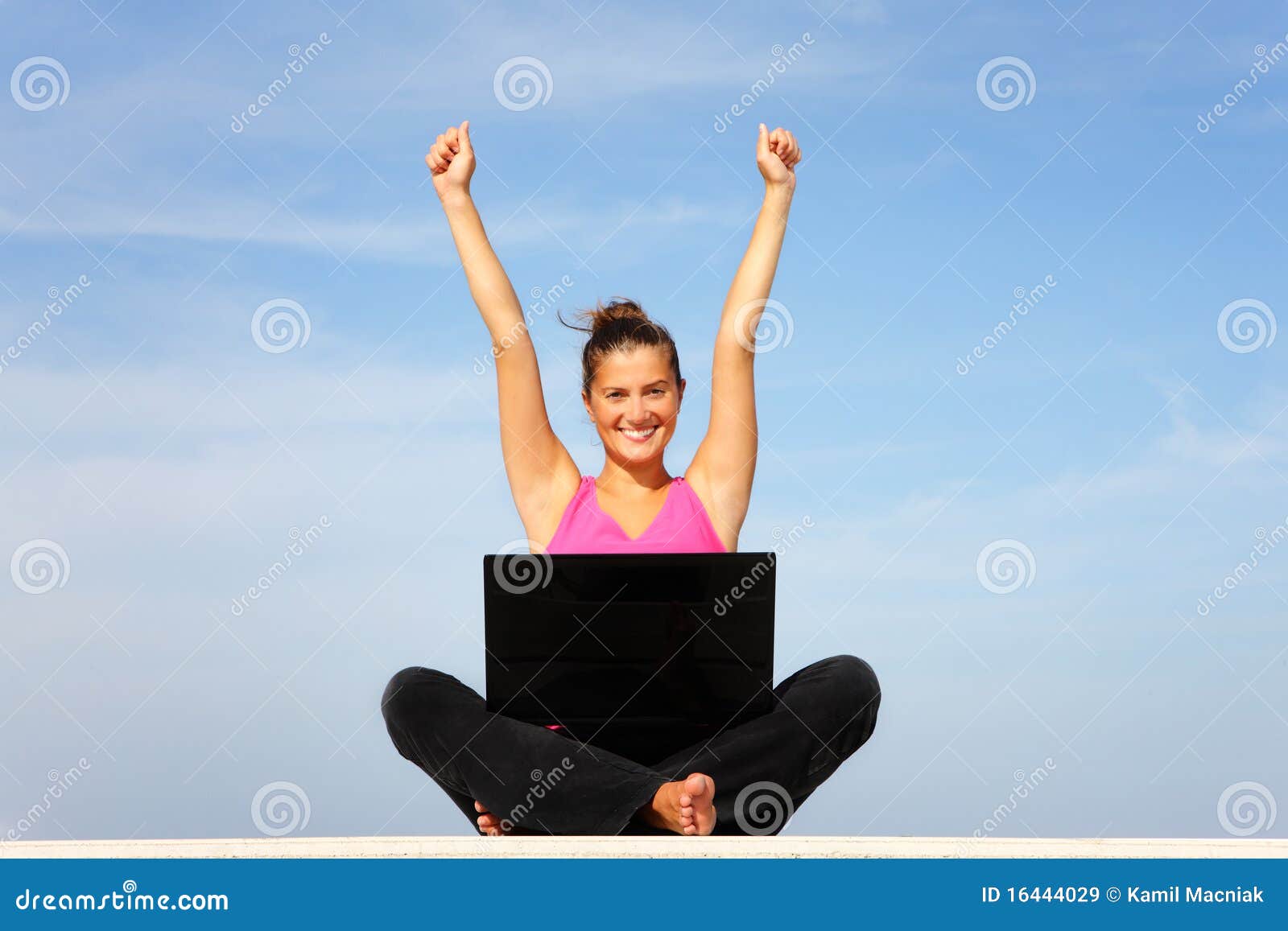 Young Happy Woman with Laptop Stock Image - Image of person, beauty ...