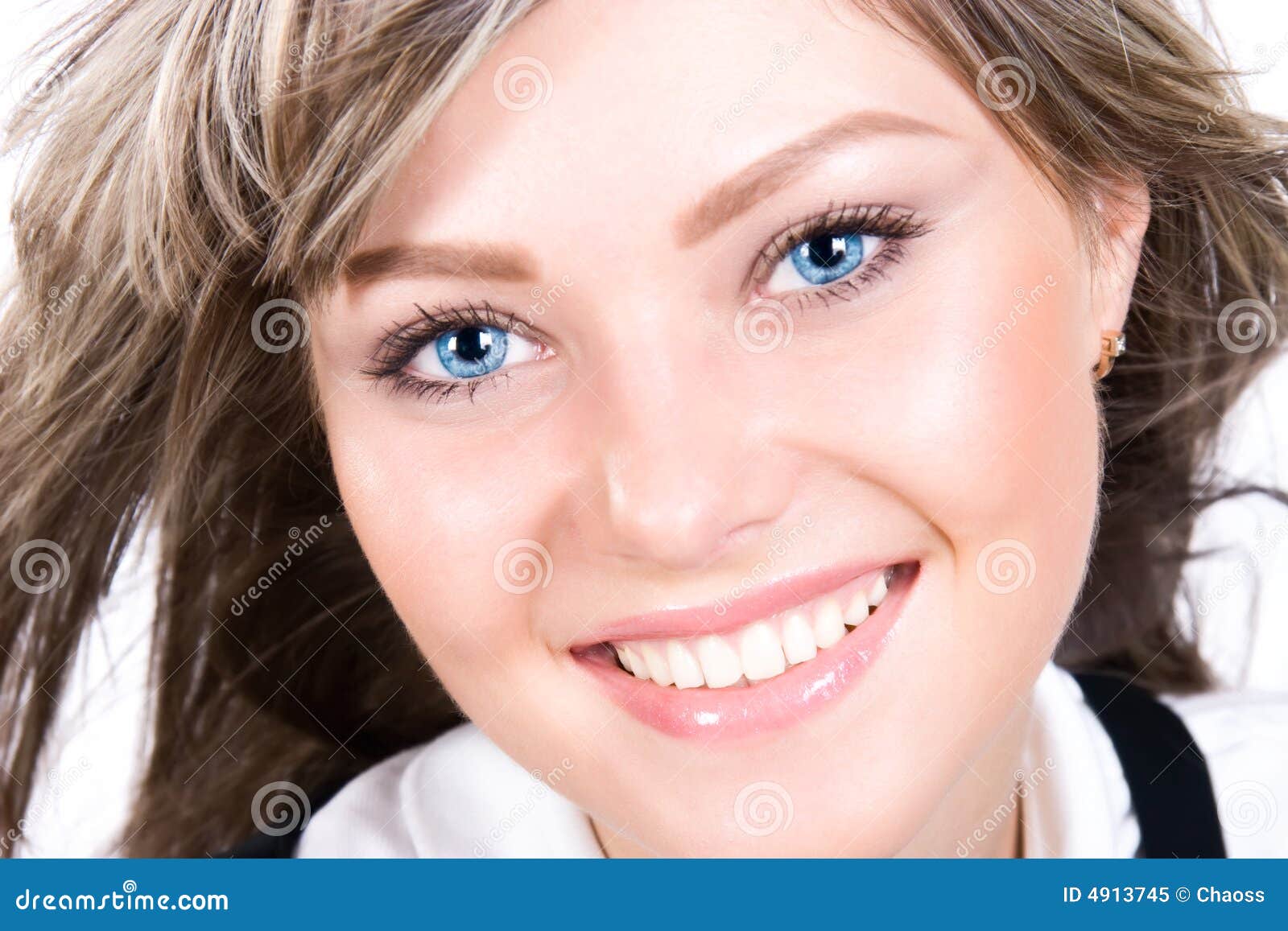 Young happy woman portrait stock image. Image of studio - 4913745