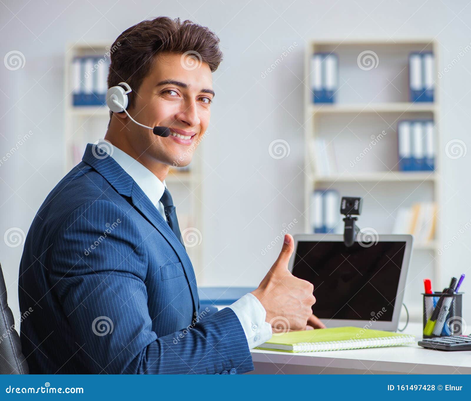 Young Help Desk Operator Working in Office Stock Photo - Image of ...
