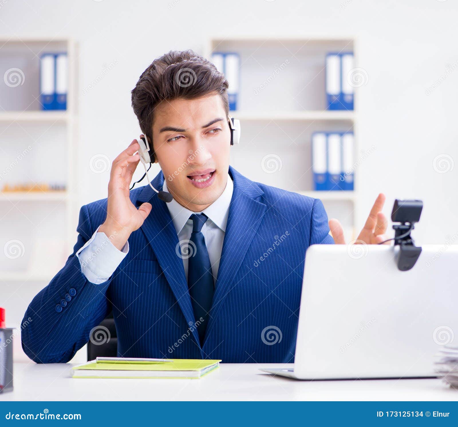 Young Help Desk Operator Working in Office Stock Photo - Image of ...