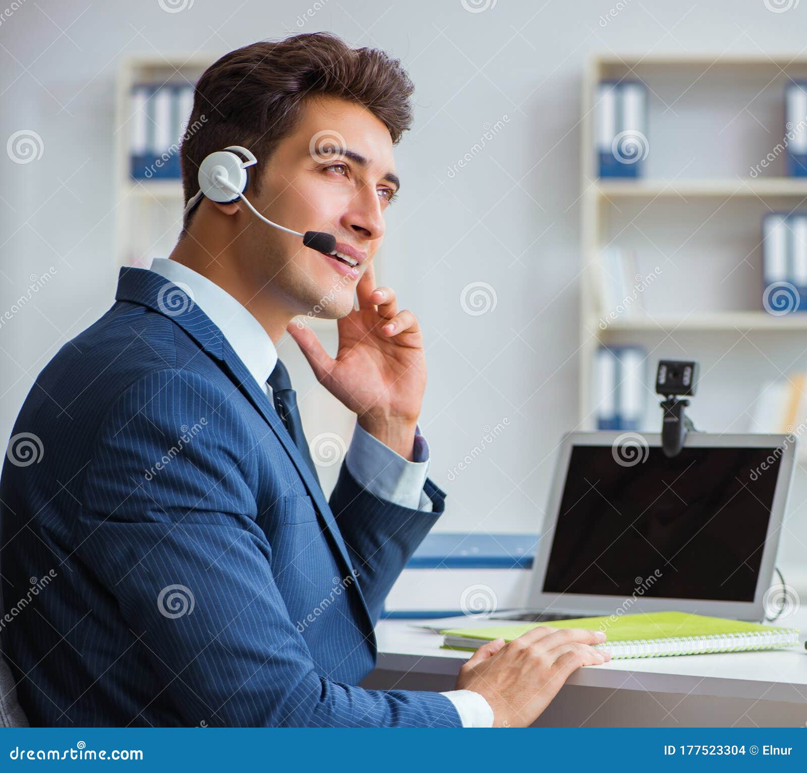 Young Help Desk Operator Working in Office Stock Photo - Image of ...