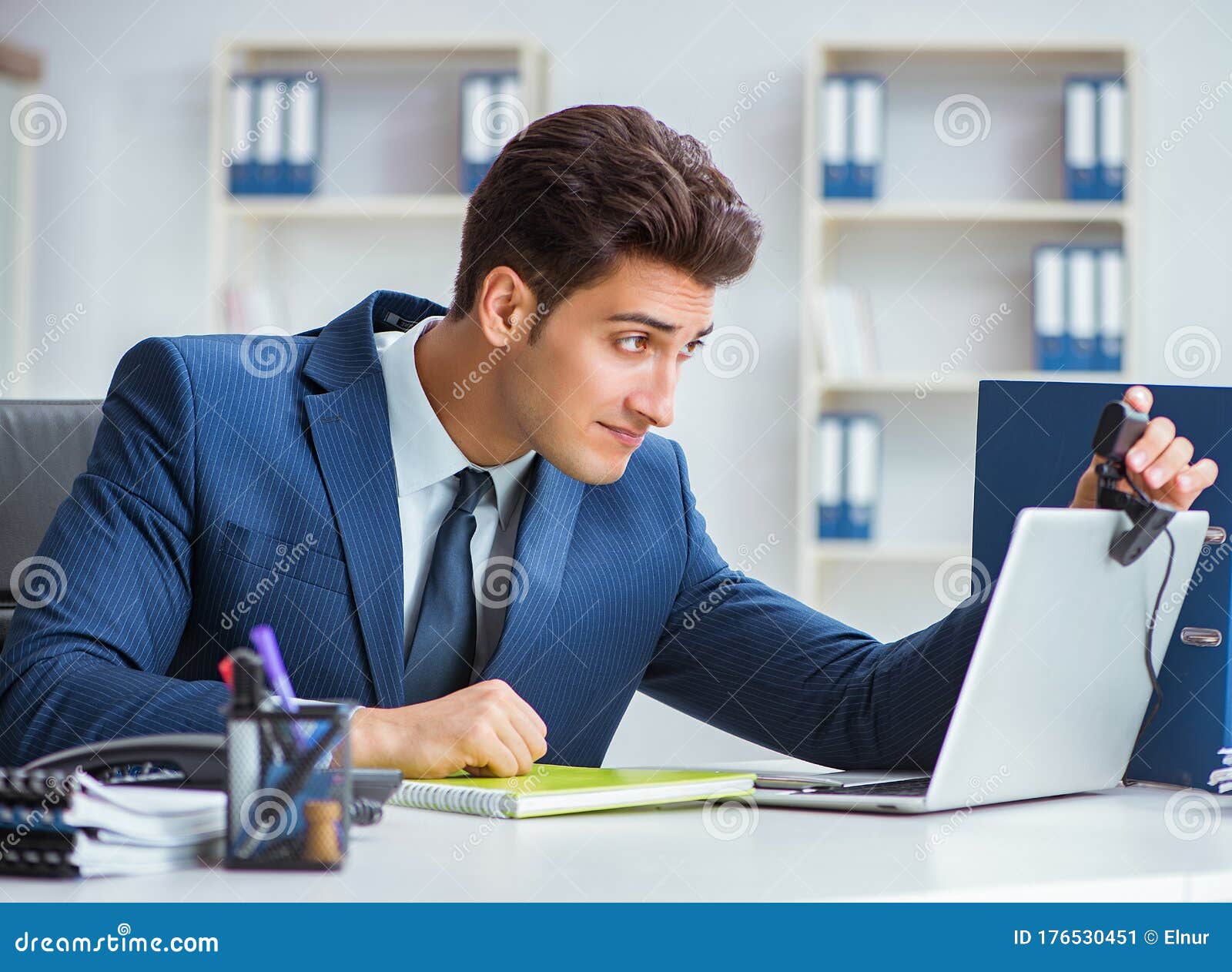 Young Help Desk Operator Working in Office Stock Image - Image of ...