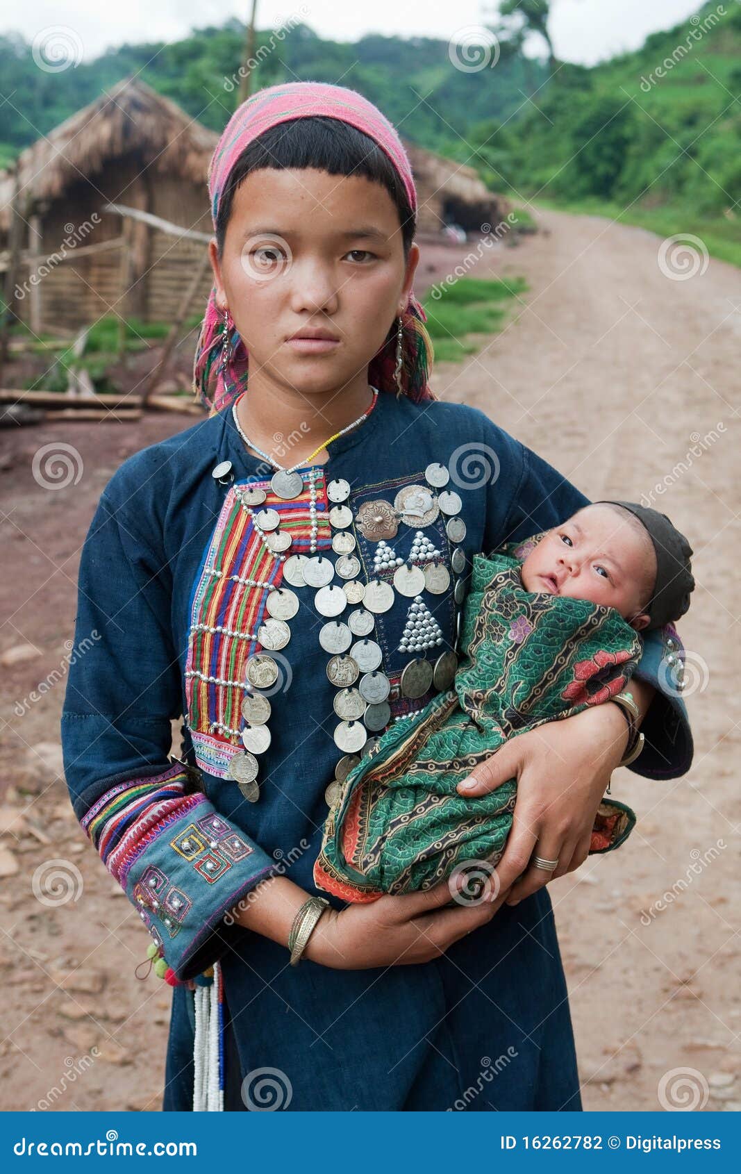 Young Hill Tribe Mother with Baby Stock Photo - Image of woman, laos ...