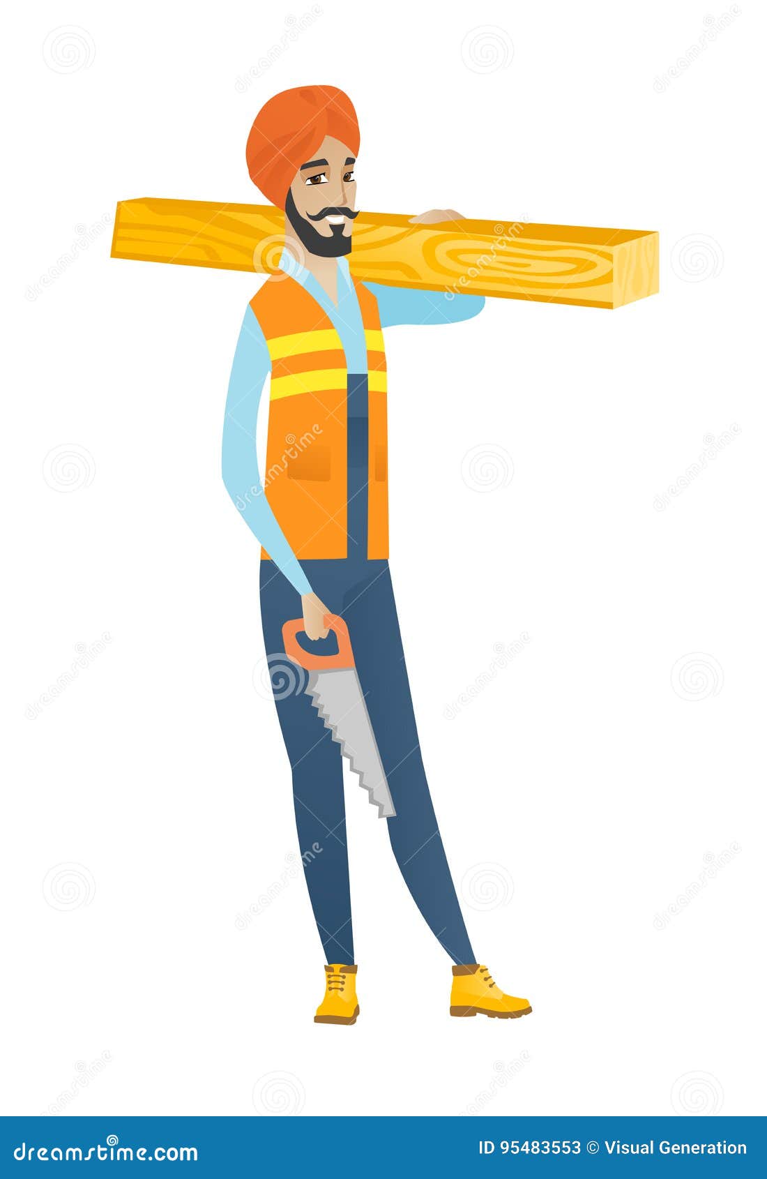 Young Hindu Carpenter Holding Saw and Wooden Board Stock Vector ... Young Hindu Carpenter Holding Saw and Wooden Board Stock Vector ...