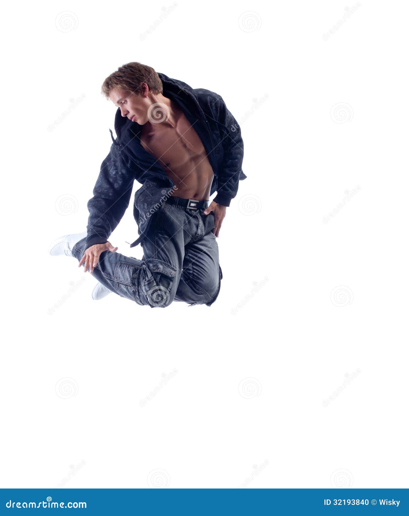 Young Hip Hop Performer Jumping in Studio Stock Photo - Image of cool ...