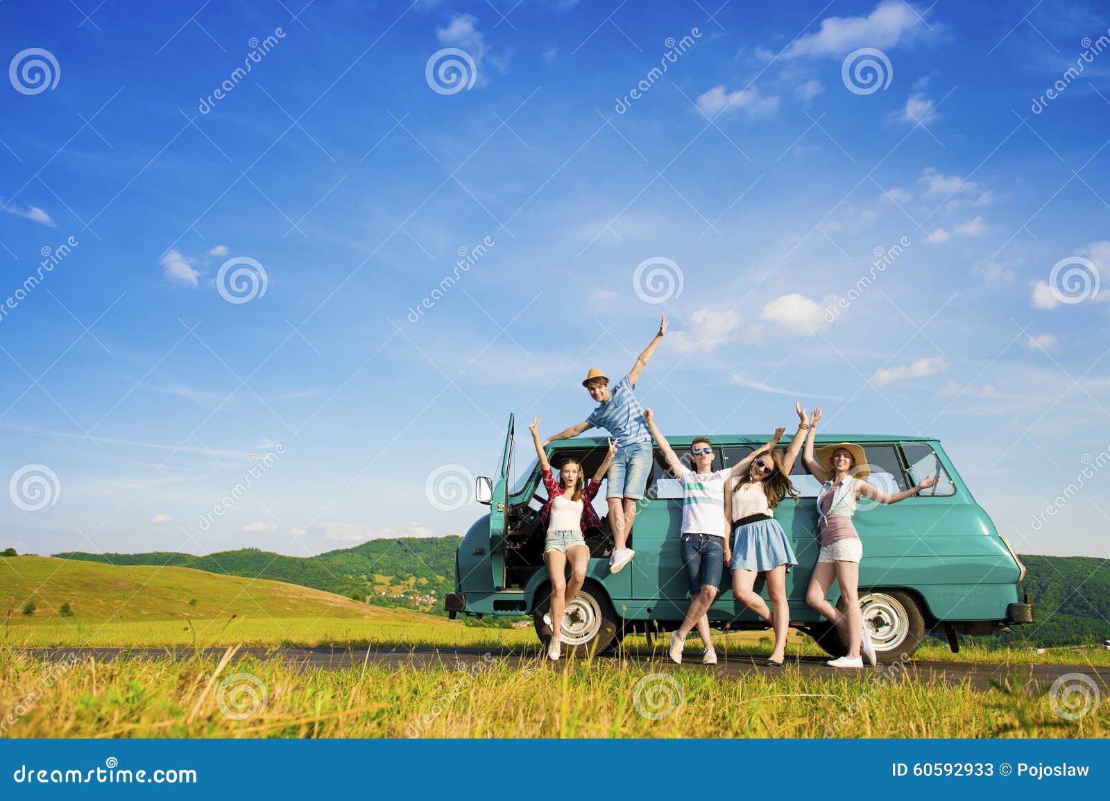 Young Hipster Friends on Road Trip Stock Image - Image of camping ...