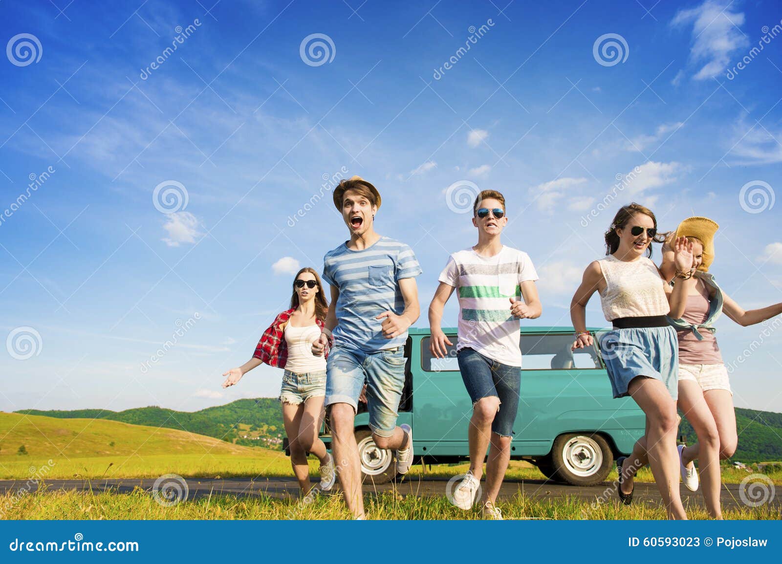 Young Hipster Friends on Road Trip Stock Image - Image of leisure ...
