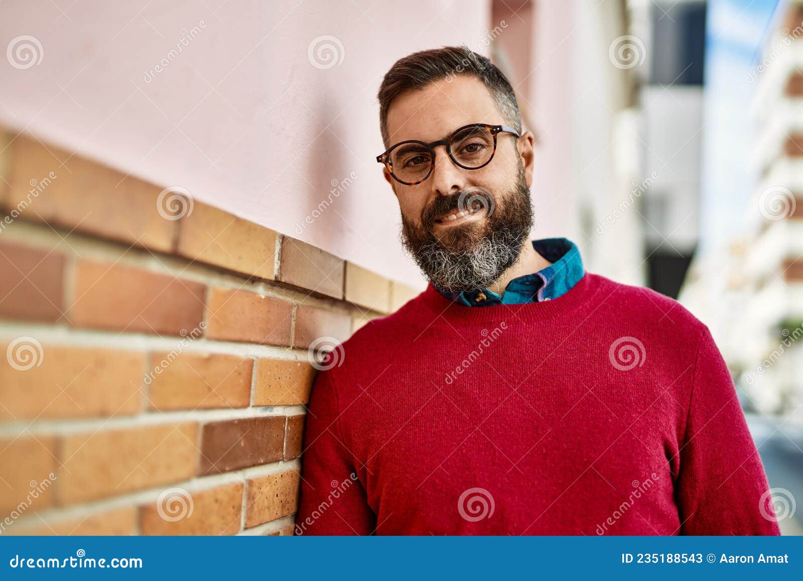 Young Hispanic Executive Man Smiling Happy Standing at the City Stock ...