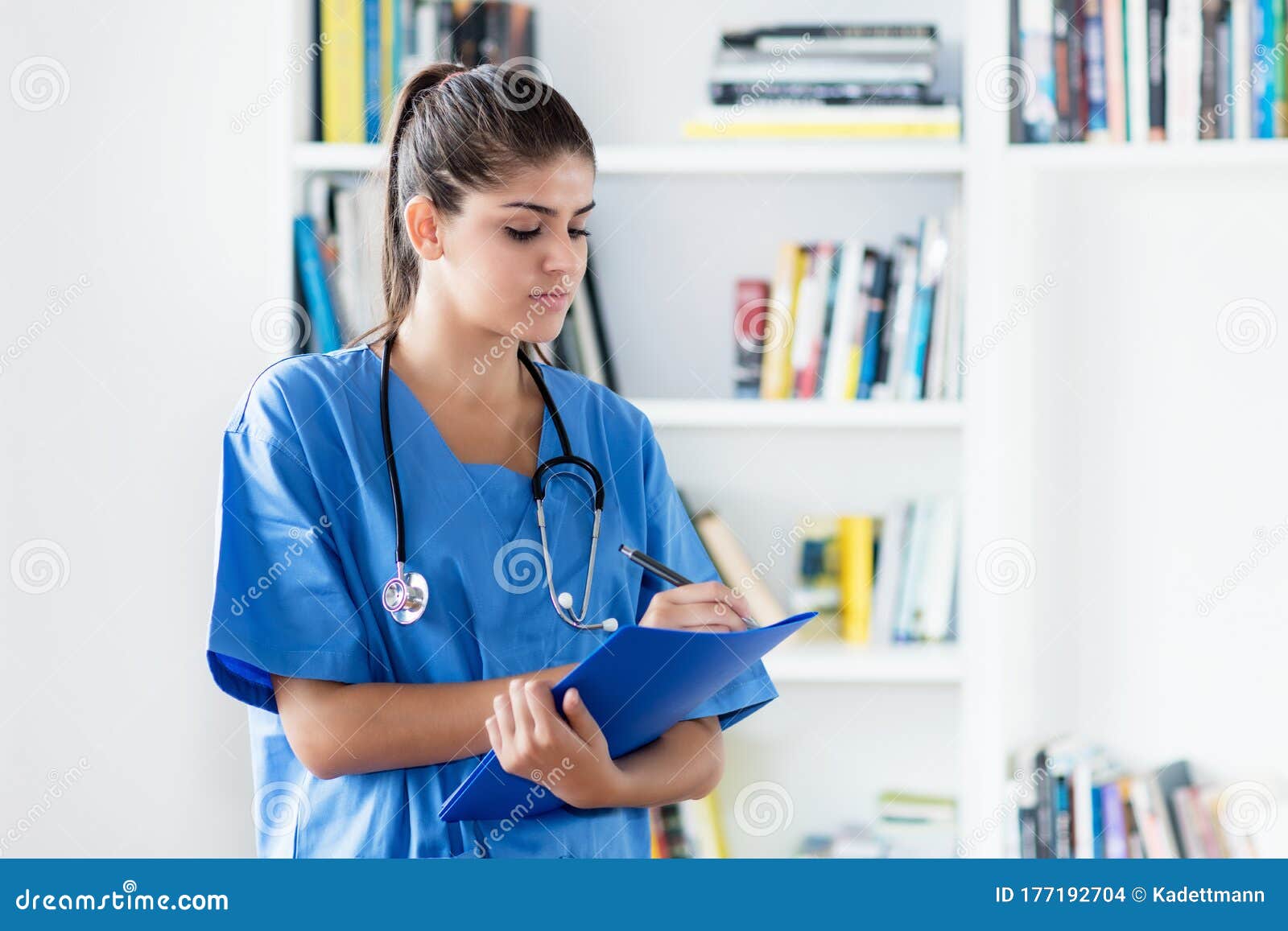 Young Hispanic Female Nurse at Work Stock Photo - Image of nursing ...
