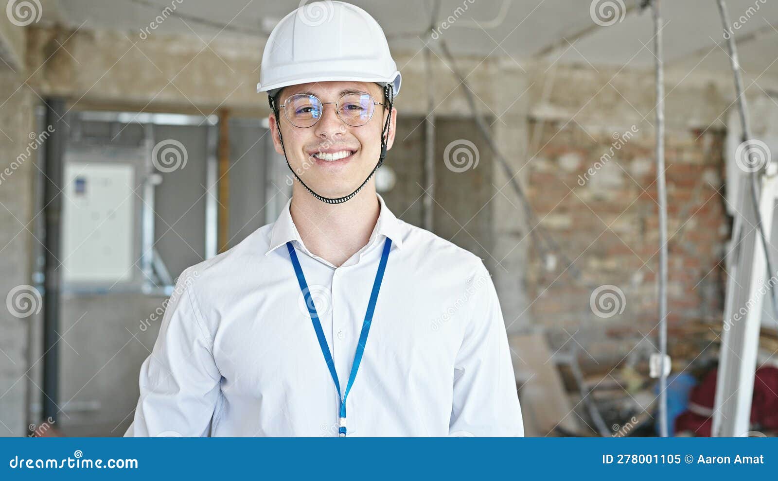 Young Hispanic Man Architect Smiling Confident Standing at Construction ...