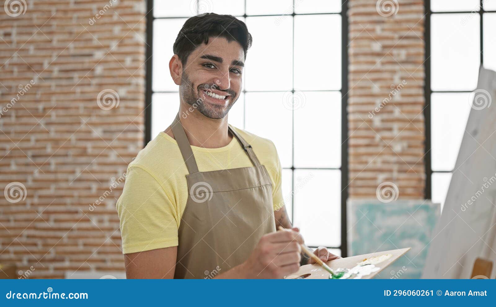 Young Hispanic Man Artist Smiling Confident Drawing at Art Studio Stock ...