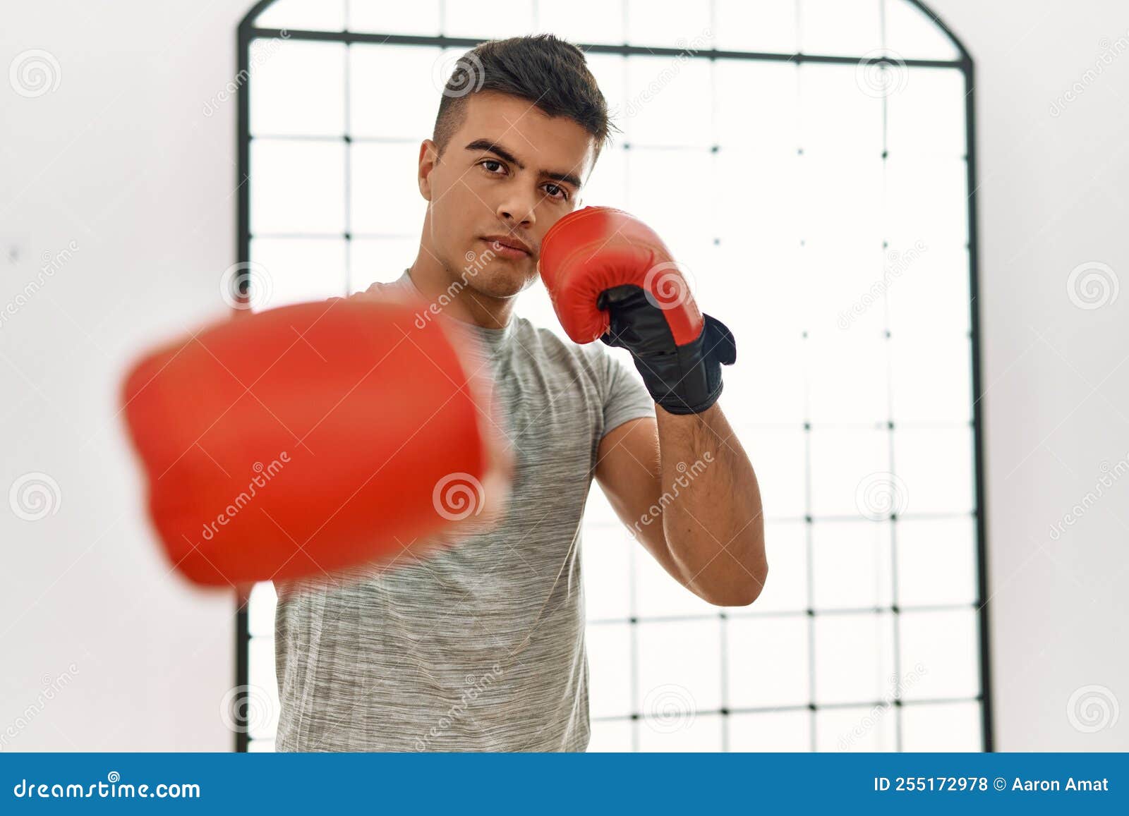 Young Hispanic Man Boxing at Sport Center Stock Photo - Image of male ...
