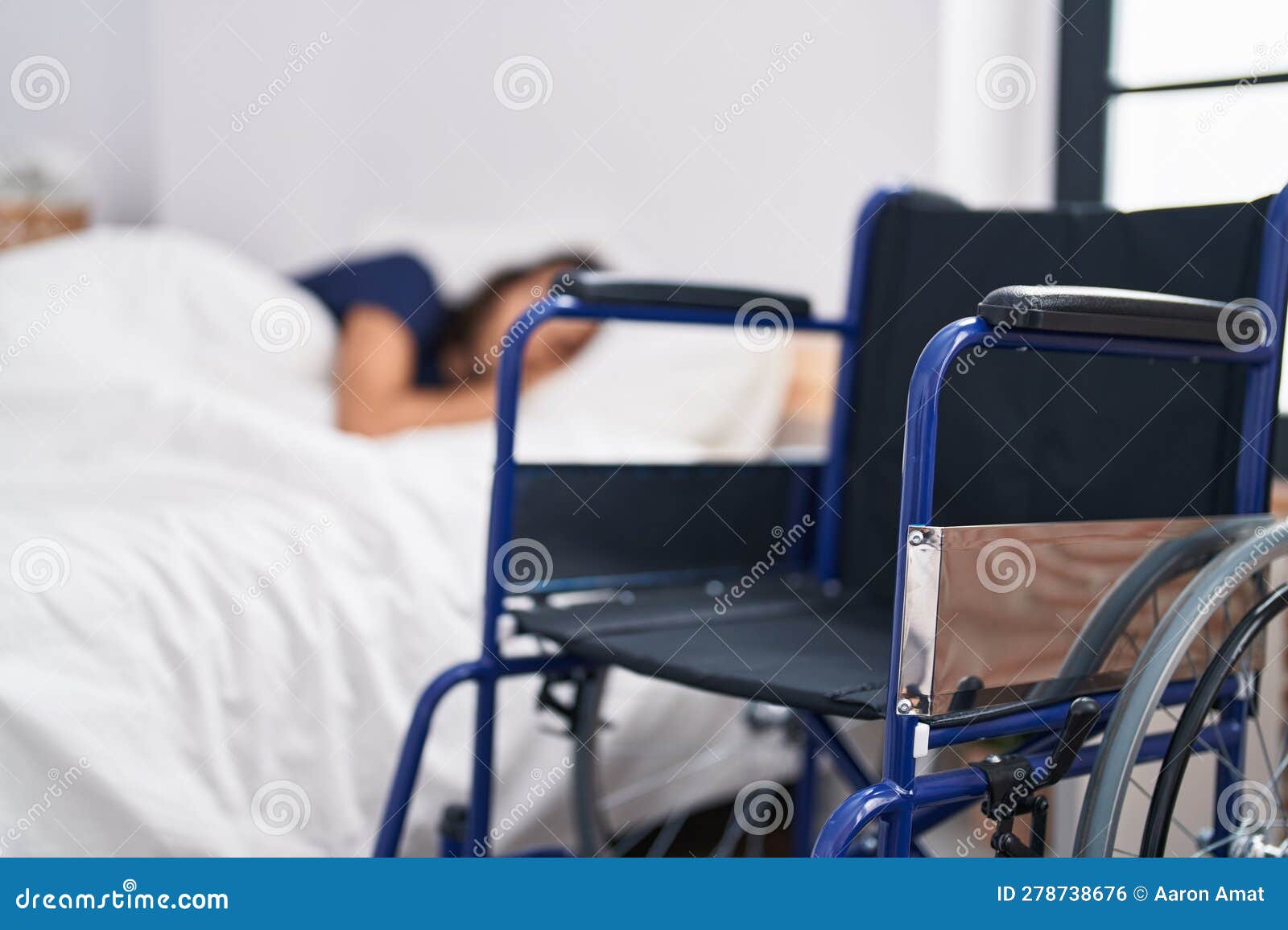 Young Hispanic Man Disabled Lying on Bed Sleeping at Bedroom Stock ...