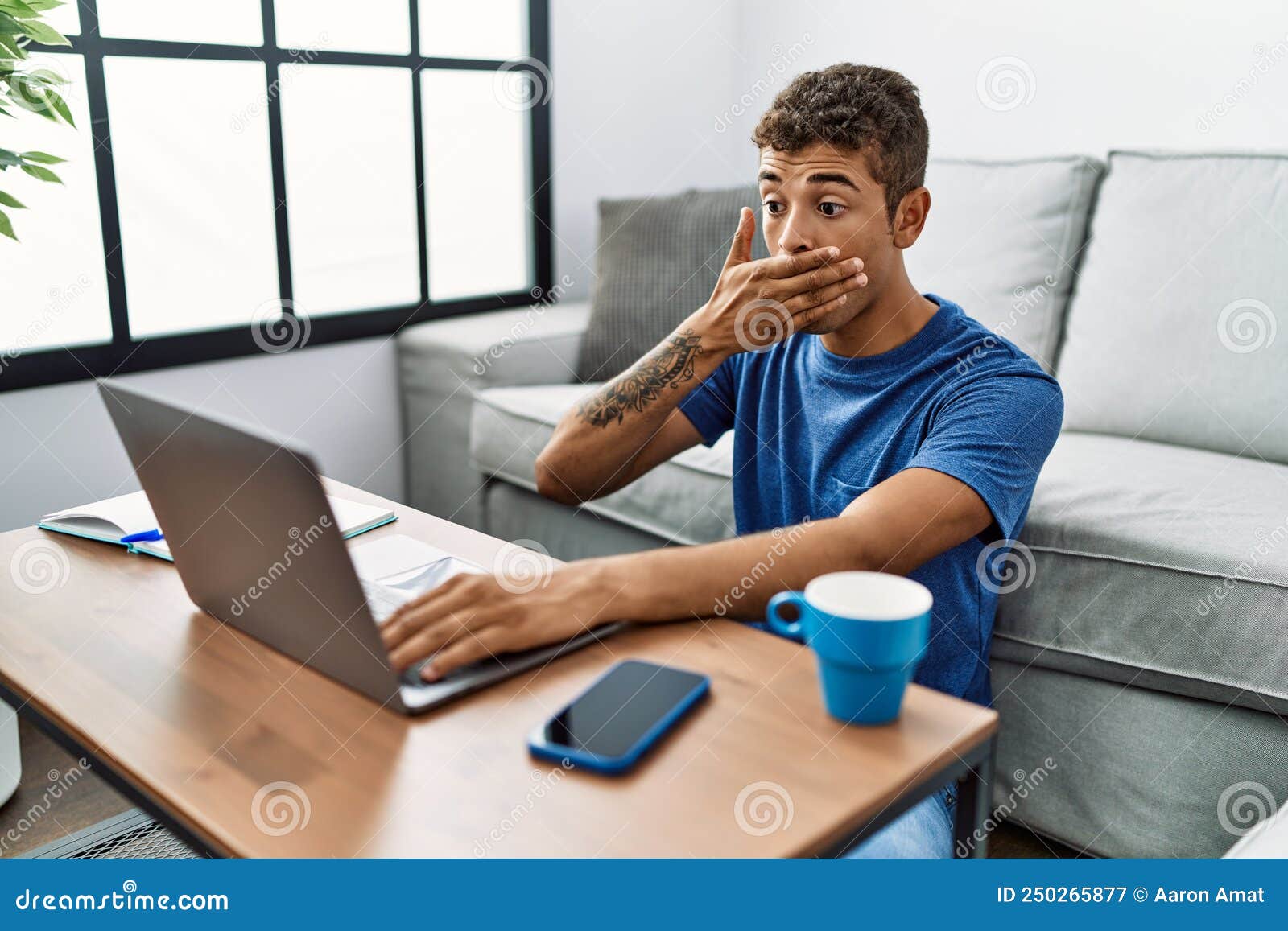 Young Hispanic Man Gesturing Sign Language on Video Call at Home Stock ...