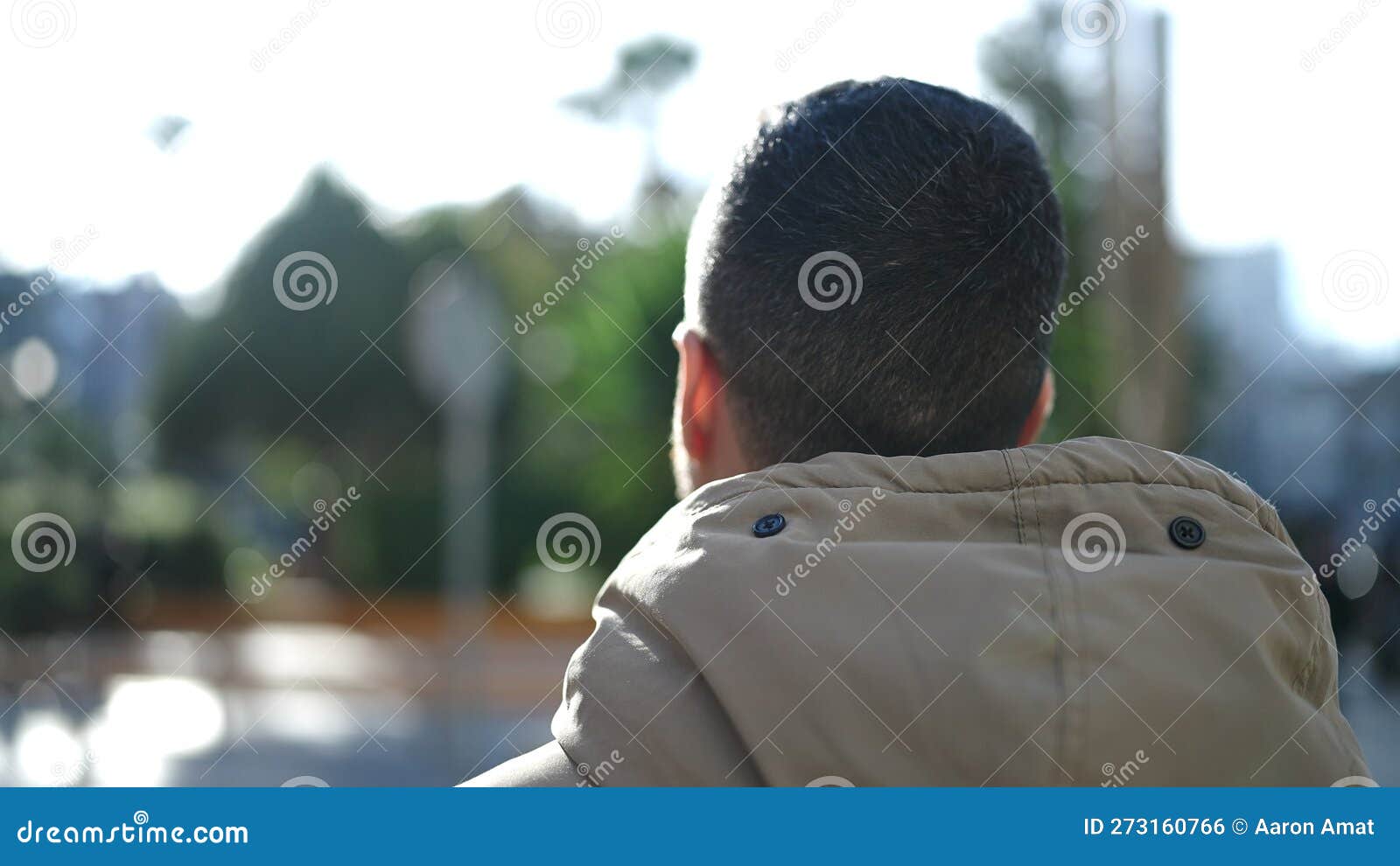 Young Hispanic Man Standing on Back View at Park Stock Photo - Image of ...