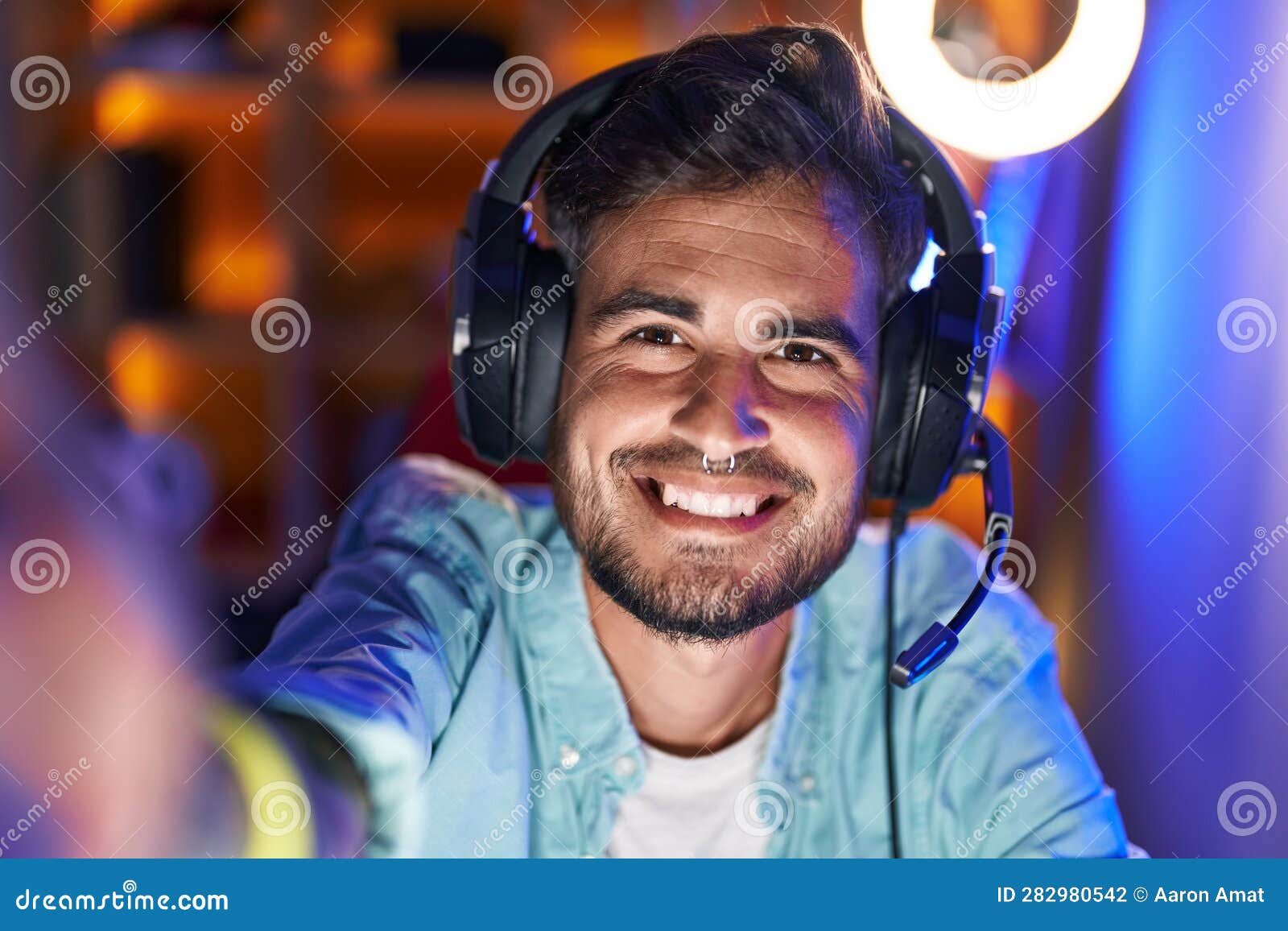 Young Hispanic Man Streamer Smiling Confident Make Selfie by Camera at ...