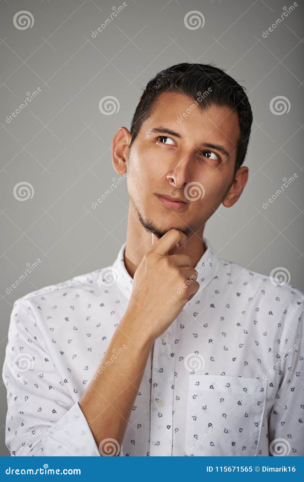 Young Hispanic Thinking Man Stock Image - Image of looking, happy ...