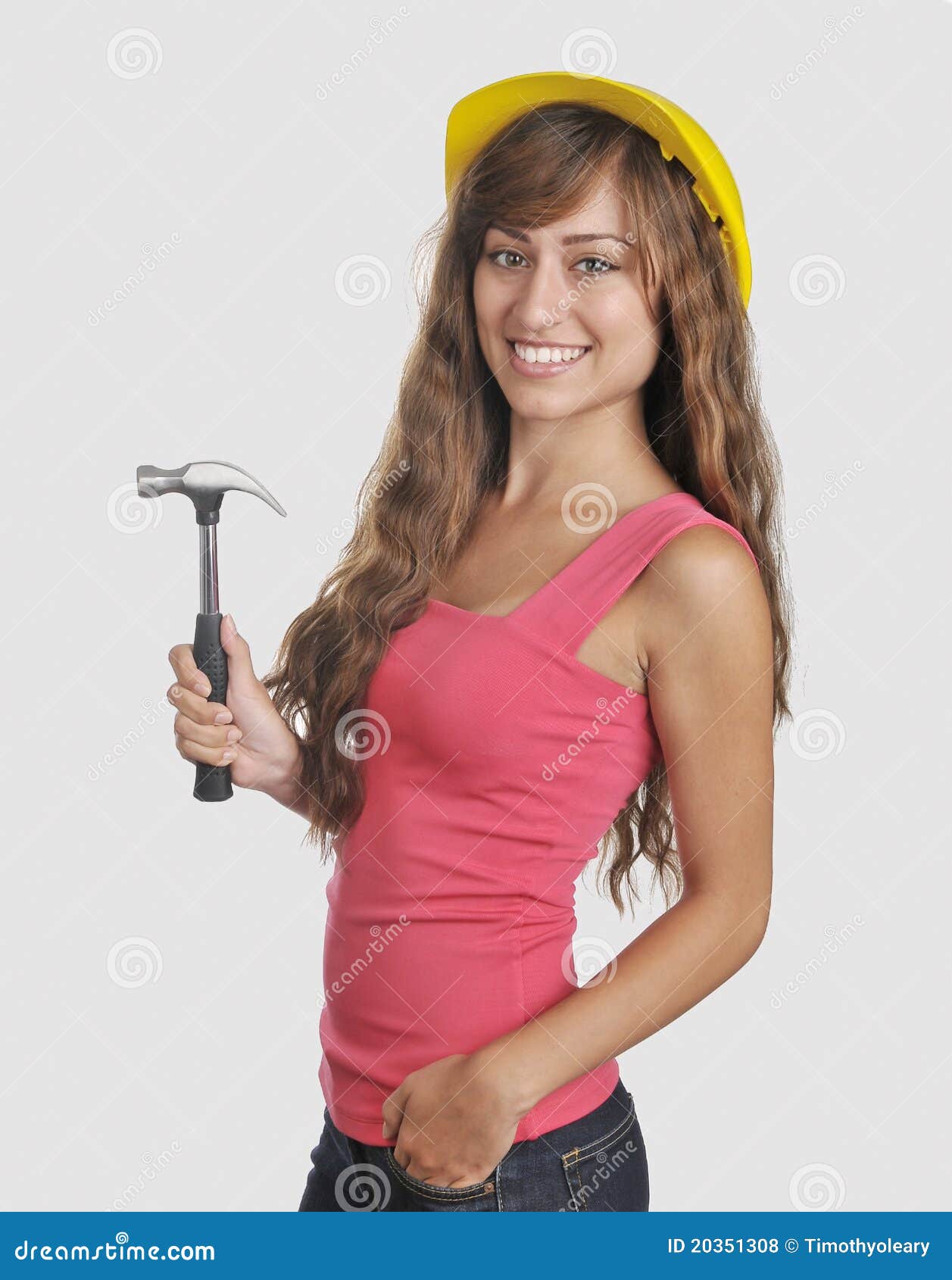Young Hispanic Woman Construction Worker Stock Photo - Image of ...