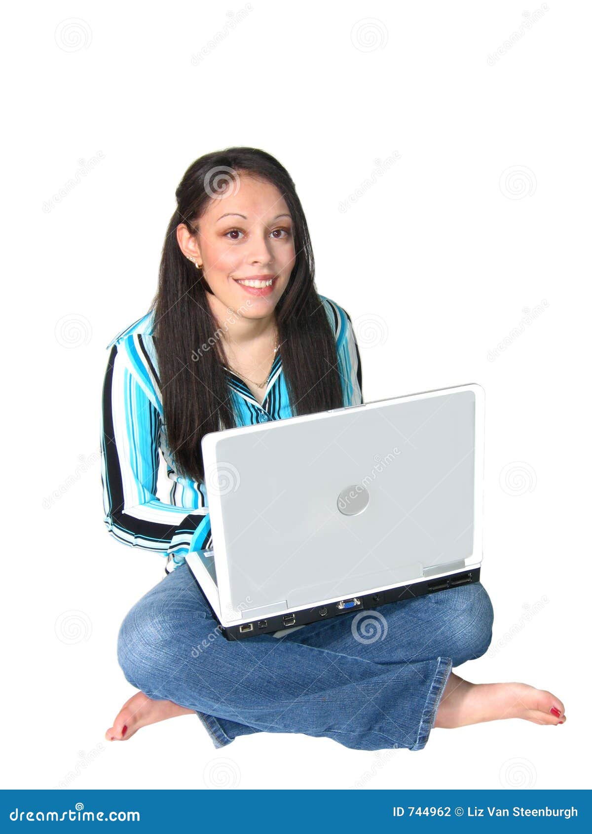Young Hispanic Woman Laptop Stock Photo - Image of body, spanish: 744962