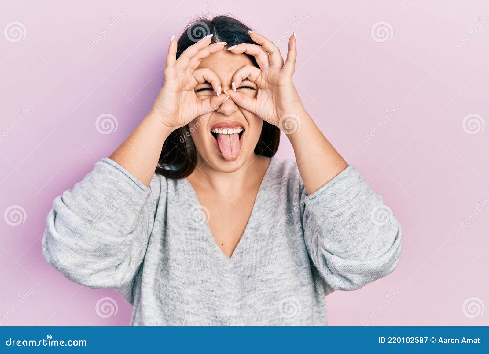 Young Hispanic Woman Wearing Casual Clothes Doing Ok Gesture Like