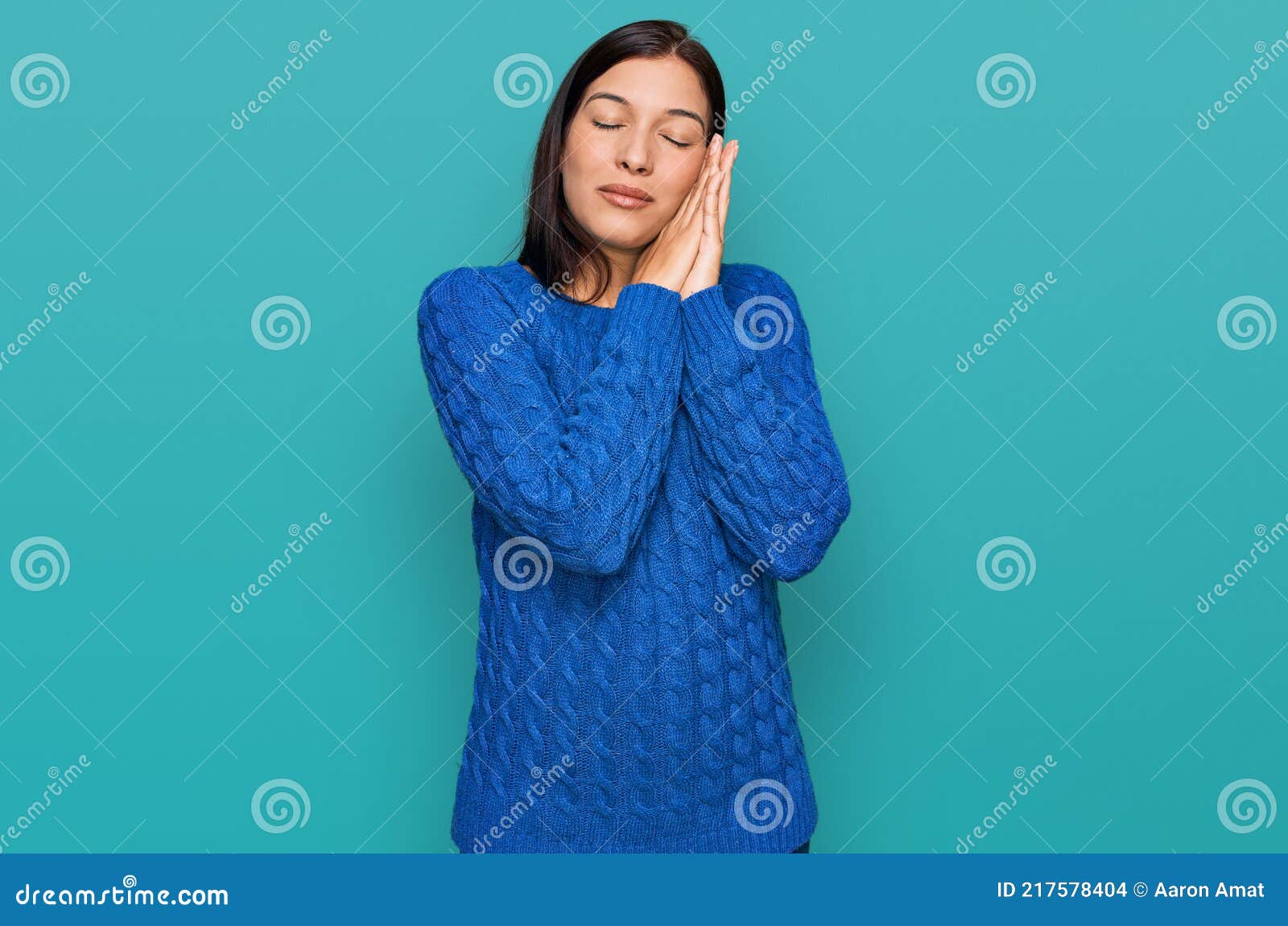 Young Hispanic Woman Wearing Casual Clothes Sleeping Tired Dreaming And
