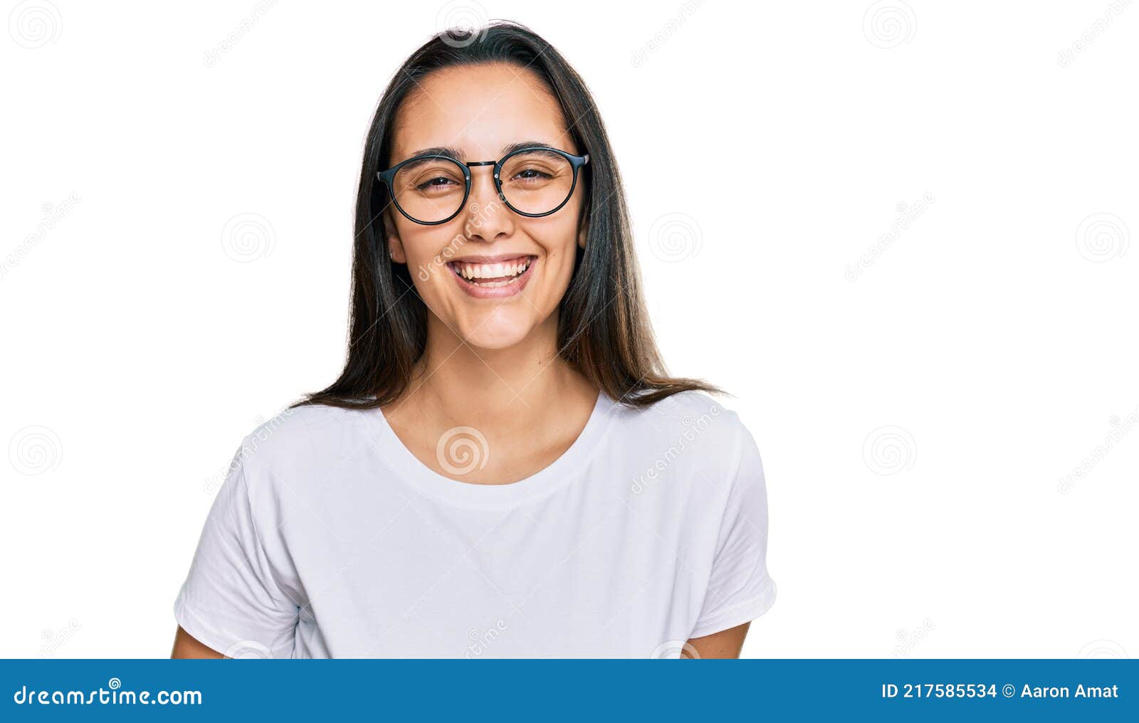 Young Hispanic Woman Wearing Casual White T Shirt Smiling And Laughing