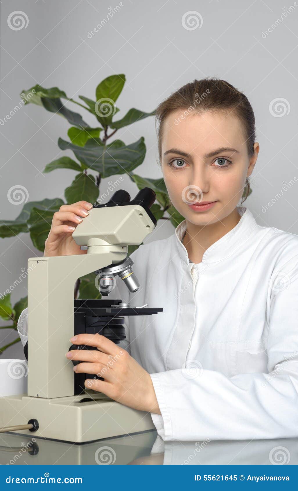 Young Histopathologist or Student Works with Microscope Stock Image ...