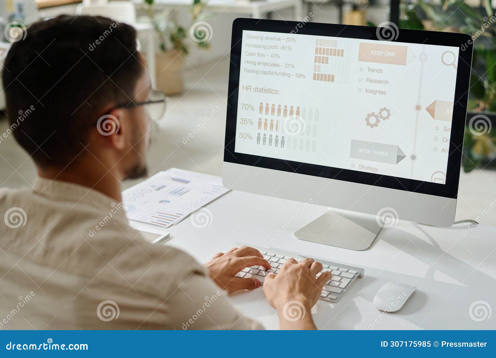 Young HR Manager Typing on Keyboard Stock Image - Image of work, screen ...