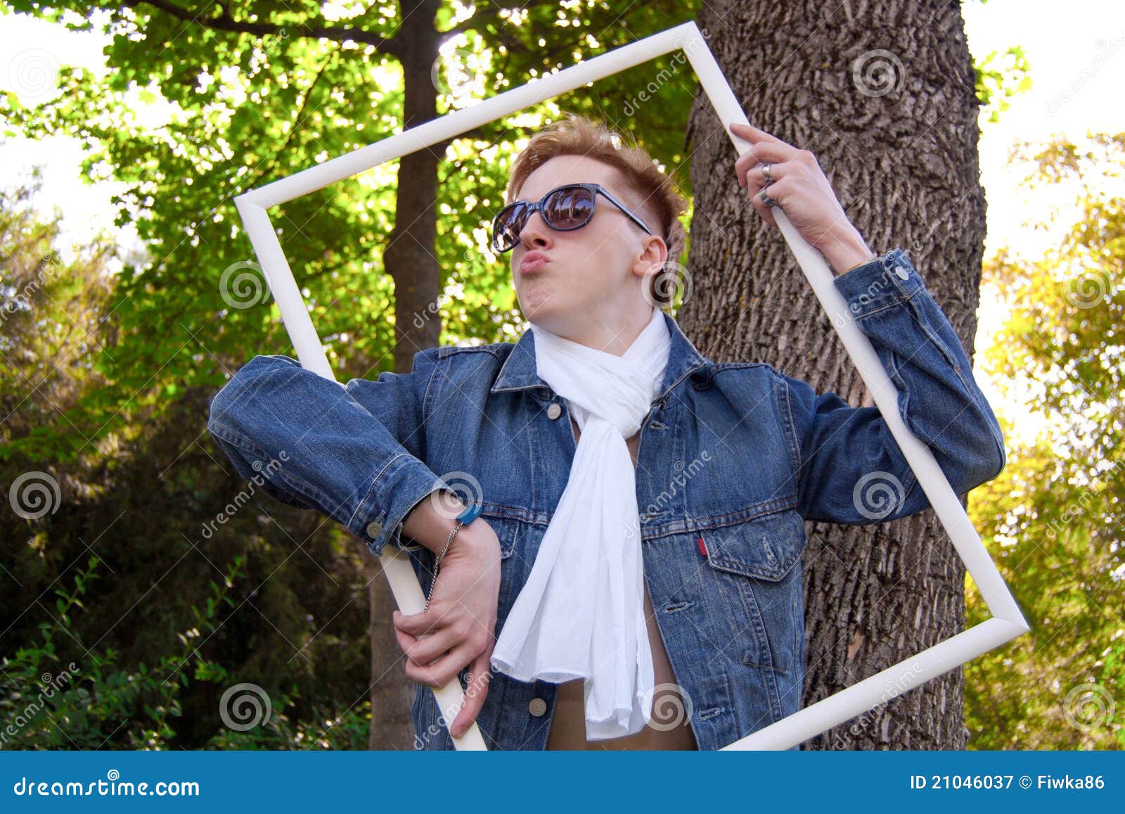 Young Human with White Frame Stock Image - Image of blond, green: 21046037