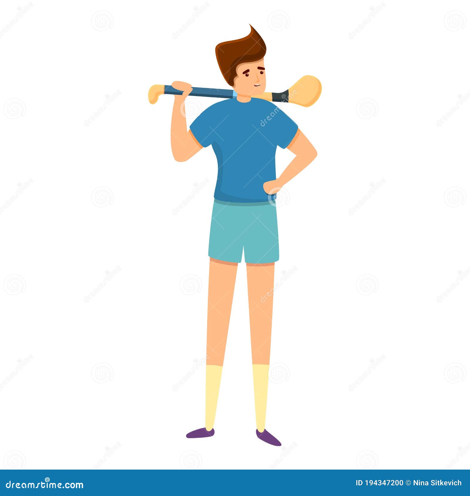 Young Hurling Player Icon, Cartoon Style Stock Vector - Illustration of ...