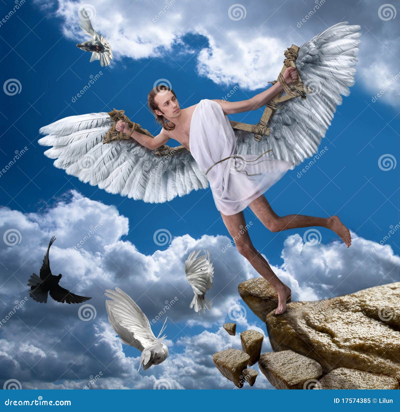 Young Ikar man with wings stock image. Image of ikar - 17574385