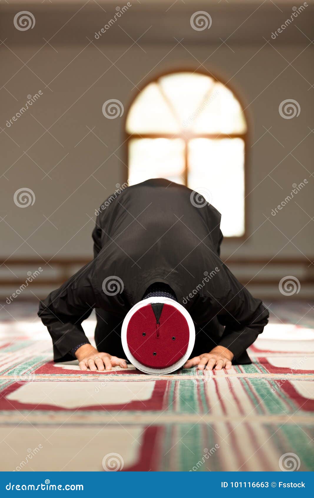 Young Imam Praying Inside of Beautiful Mosque Stock Image - Image of ...